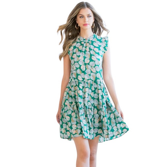 THML | Dresses | Thml Palm Printed Tiered Dress | Poshmark